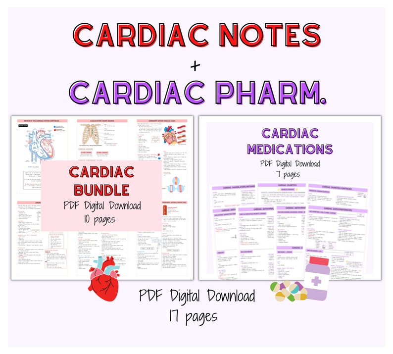 Cardiac Bundle Notes Med Surg Notes Pharmacology Notes - Etsy