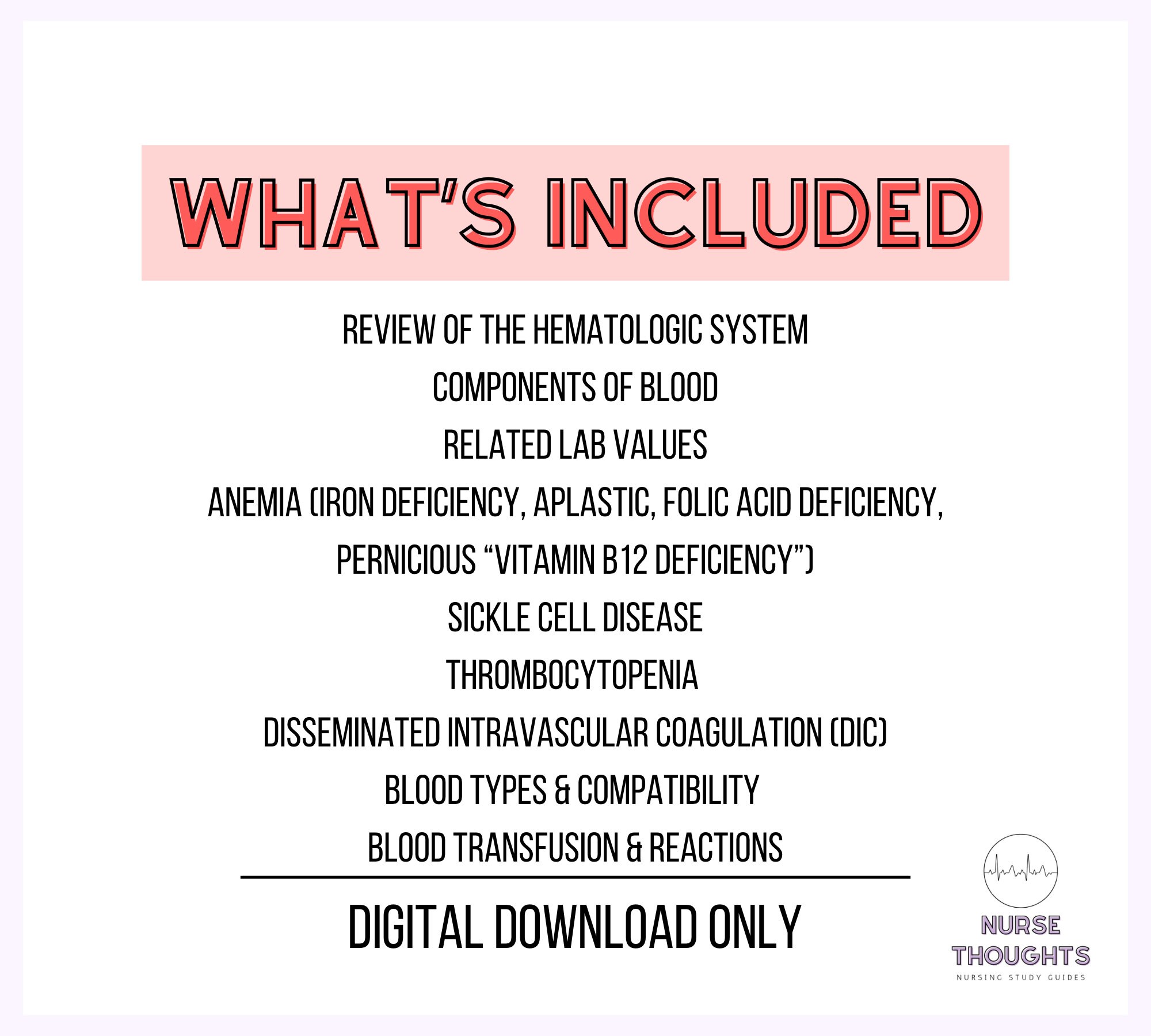 Hematologic Disorders, Hematologic Bundle, Nursing Notes, Nursing Study ...