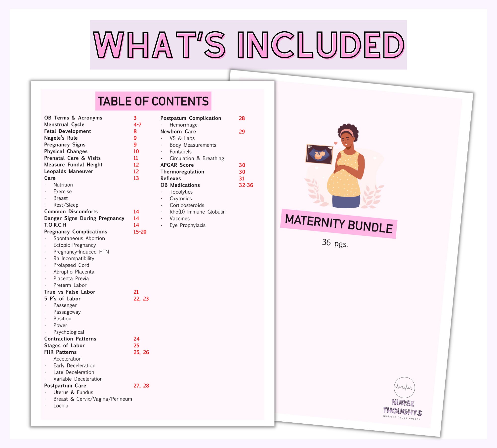 Ob/maternity Nursing Bundle, Nursing Notes, Digital Download, Nursing ...
