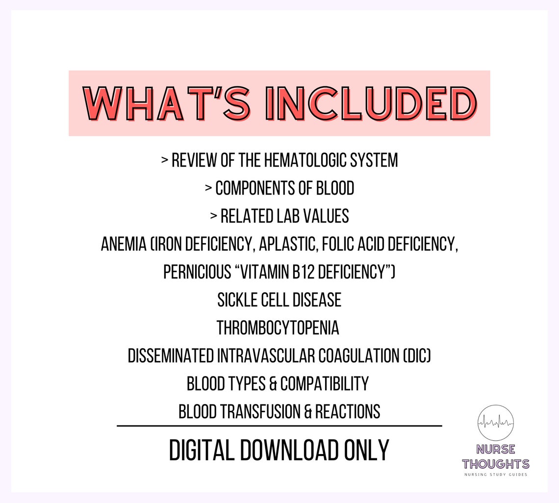 Hematologic Disorders Hematologic Bundle Nursing Notes - Etsy