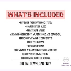 Hematologic Disorders Hematologic Bundle Nursing Notes - Etsy