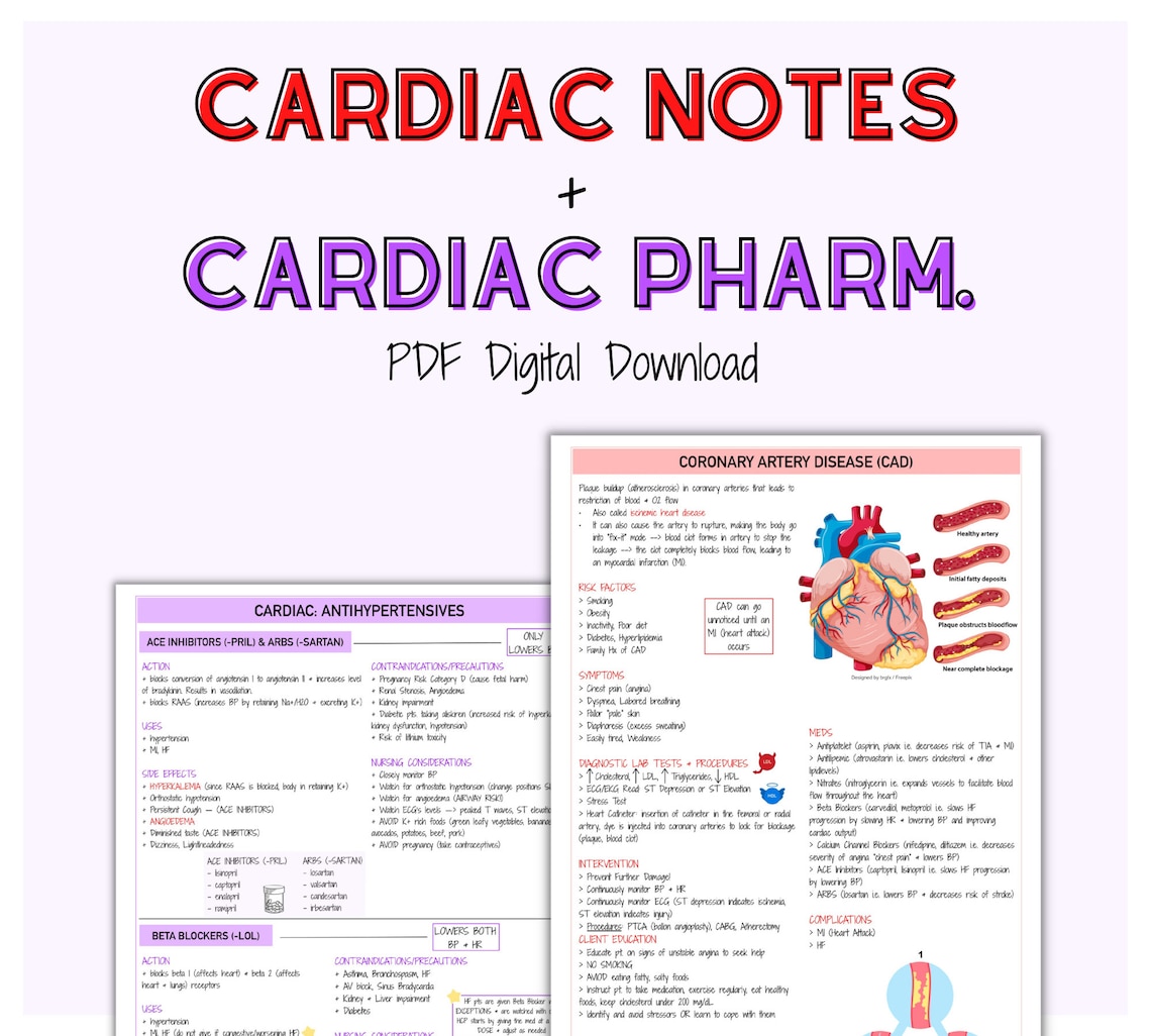 Cardiac Bundle Notes Med Surg Notes Pharmacology Notes - Etsy