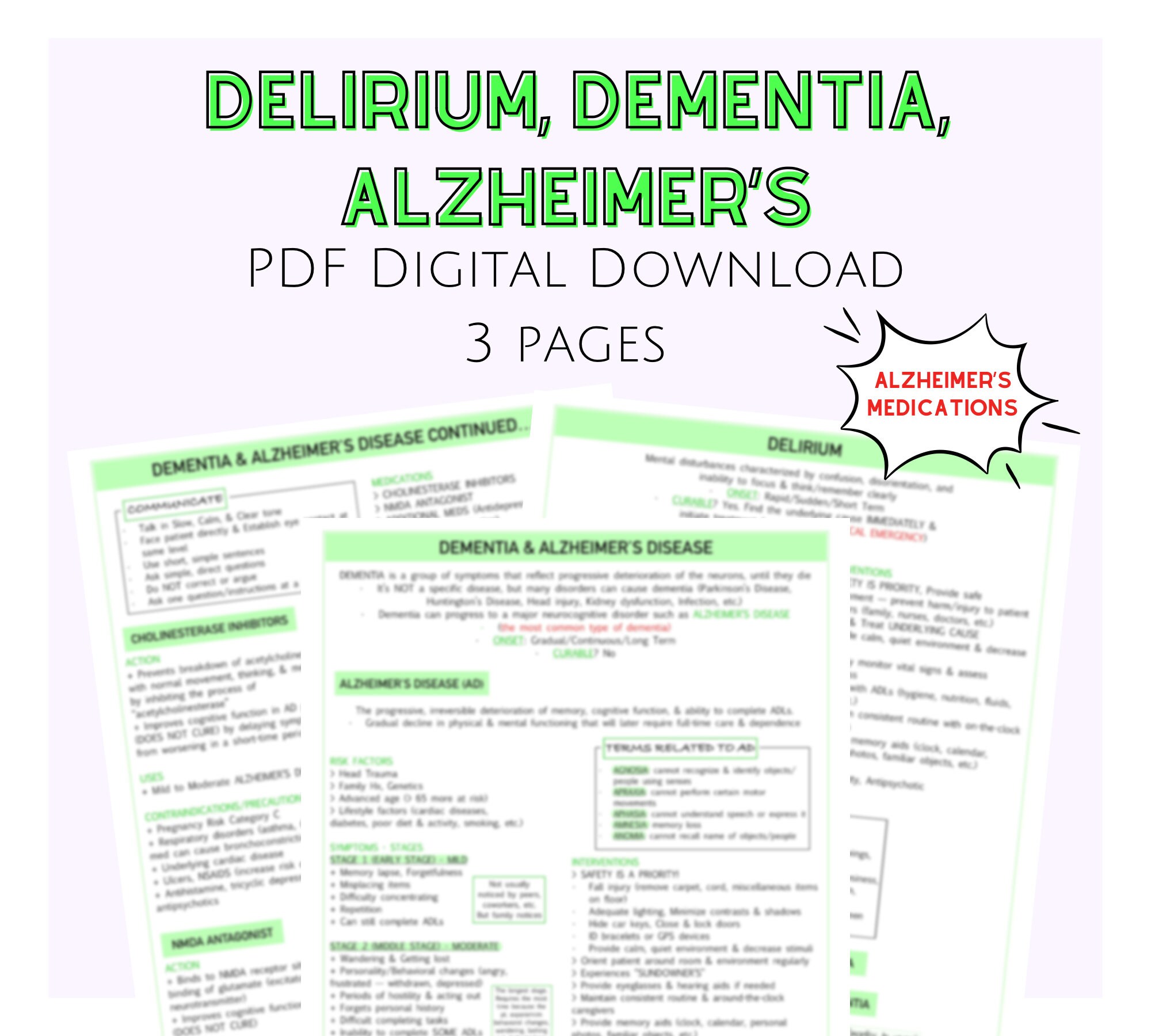 Dementia, Alzheimer’s Disease, Mental Health Notes, Psychiatric Notes ...