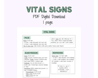 Vital Signs Notes - Etsy