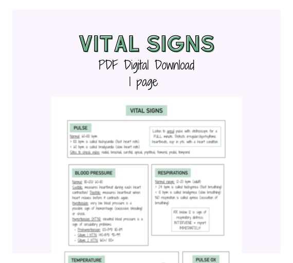 Vital Signs Fundamental Clinical Notes Nursing Notes - Etsy