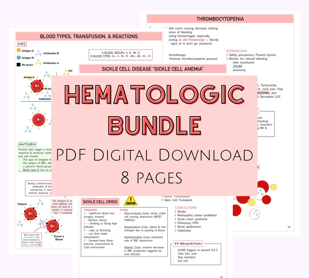 Hematologic Disorders, Hematologic Bundle, Nursing Notes, Nursing Study ...