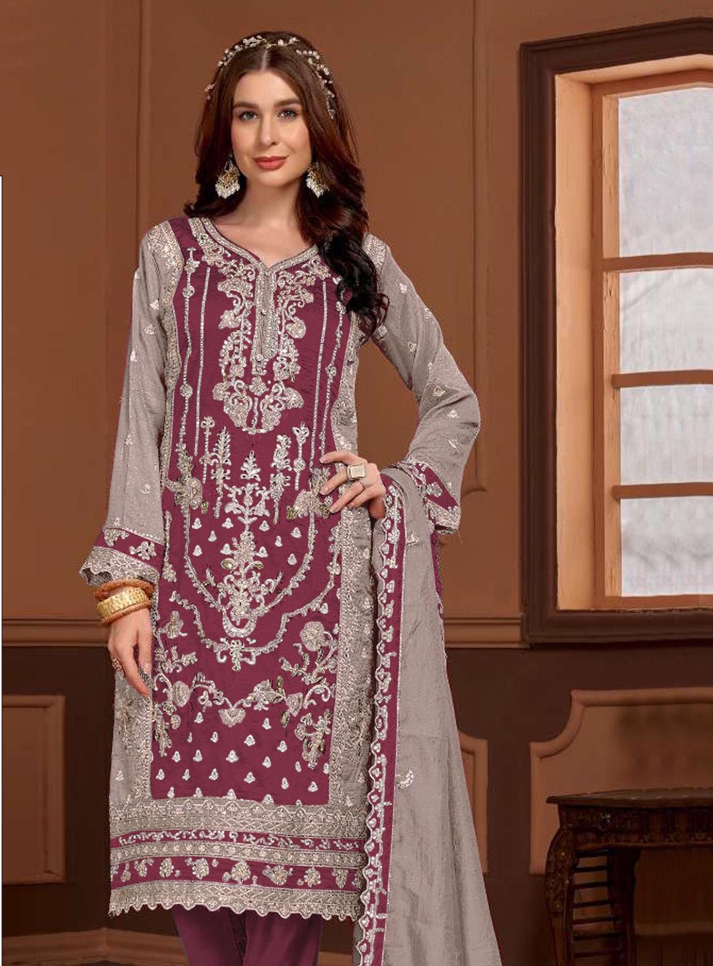 Sequence Embroidery Work Designer Ready to Wear Salwar Kameez for Women ...