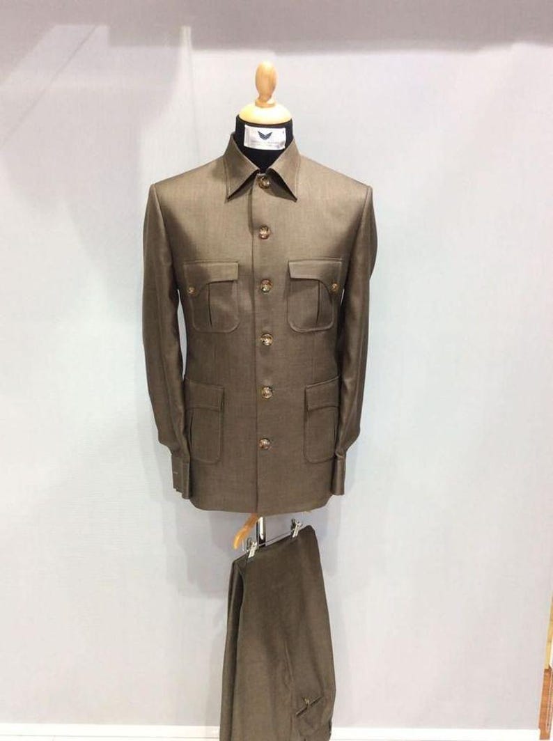 Brown Formal Wear Full Sleeve Safari Suit for Men. - Etsy