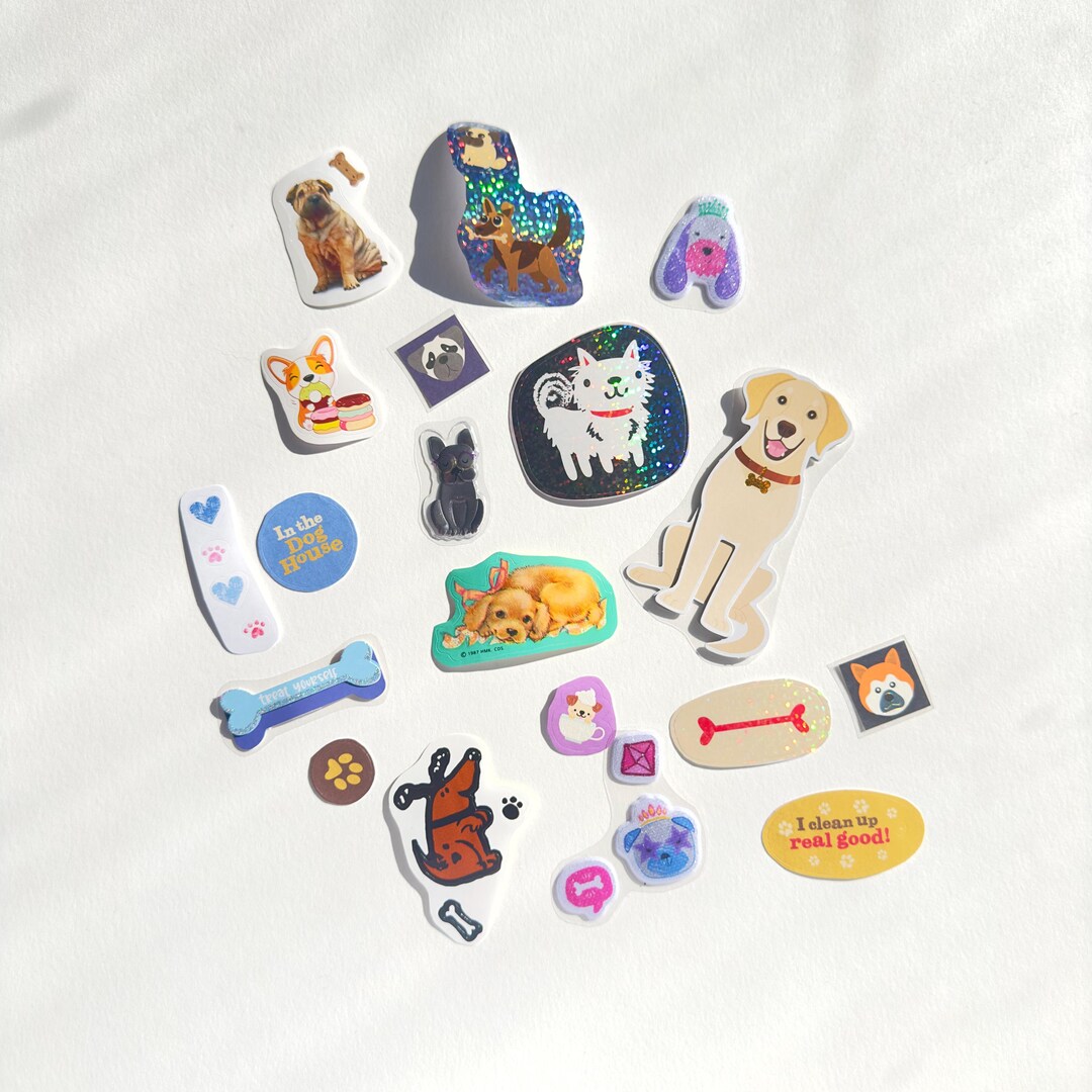 Dog Sticker Pack, Small Sticker Set, Curated Puppy Sticker Flakes, Dog ...