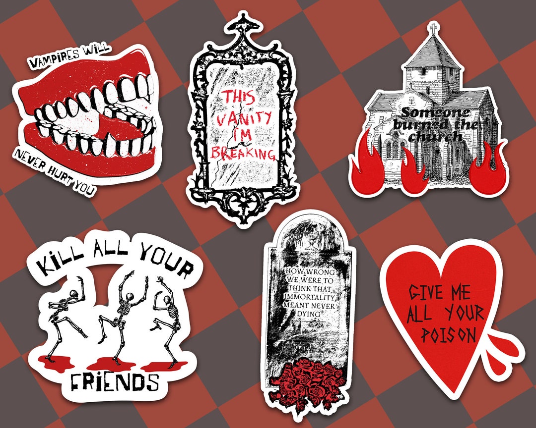 My Chemical Romance 6 Stickers Pack MCR Emo Vampires Horror Aesthetic ...