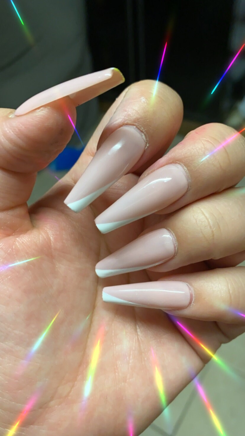 Classy French Side Tips Nail Design White Tips-trendy - Etsy