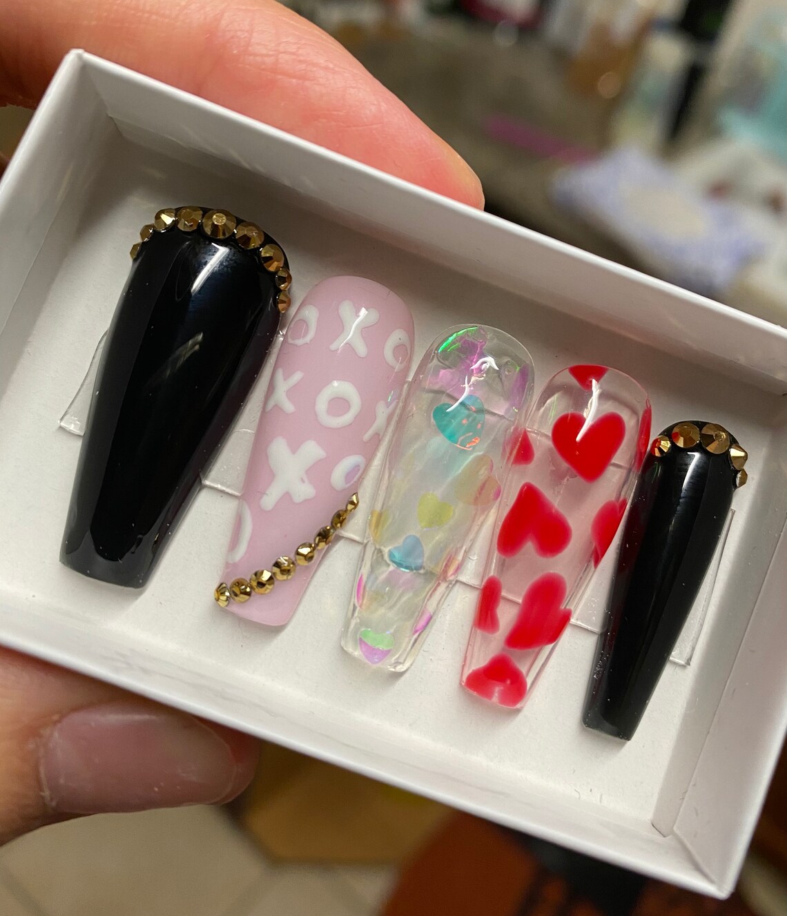 Lover Heart nails-Heart Breaker-Valentine press on nails-Heart | Etsy