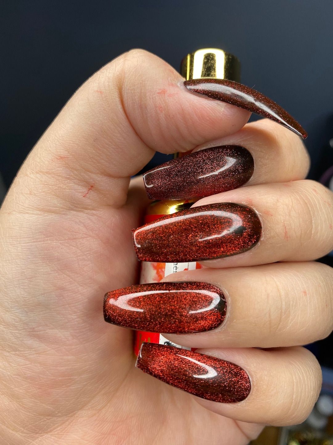 Red /black Coca Cola Crystal Magnetic Cat Eye Velvet Nails Styled in ...