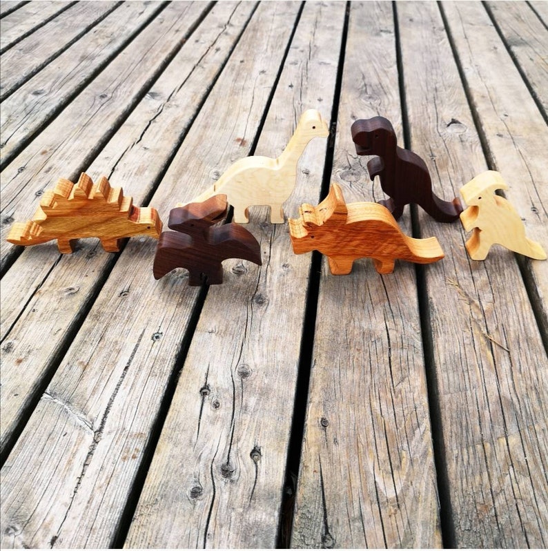Wooden Dinosaur Set / Stacking Dinosaurs / Stacking Animals / Stacking ...
