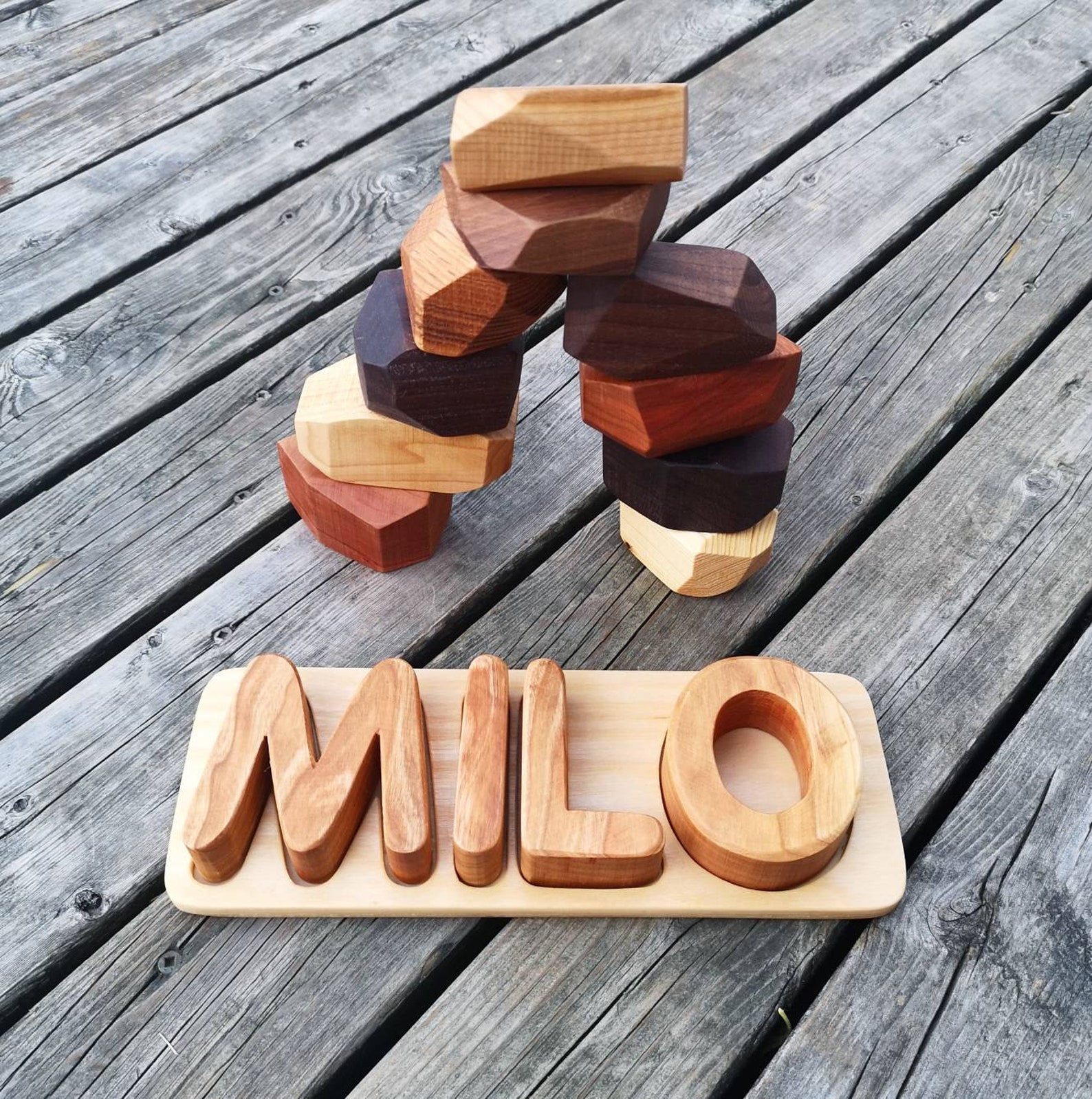 Wooden Stacking Rocks / Wood Balancing Stones / Wood Rocks / Stacking ...
