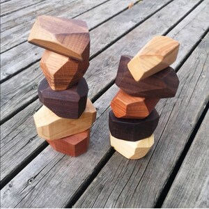 Wooden Stacking Rocks / Wood Balancing Stones / Wood Rocks / - Etsy