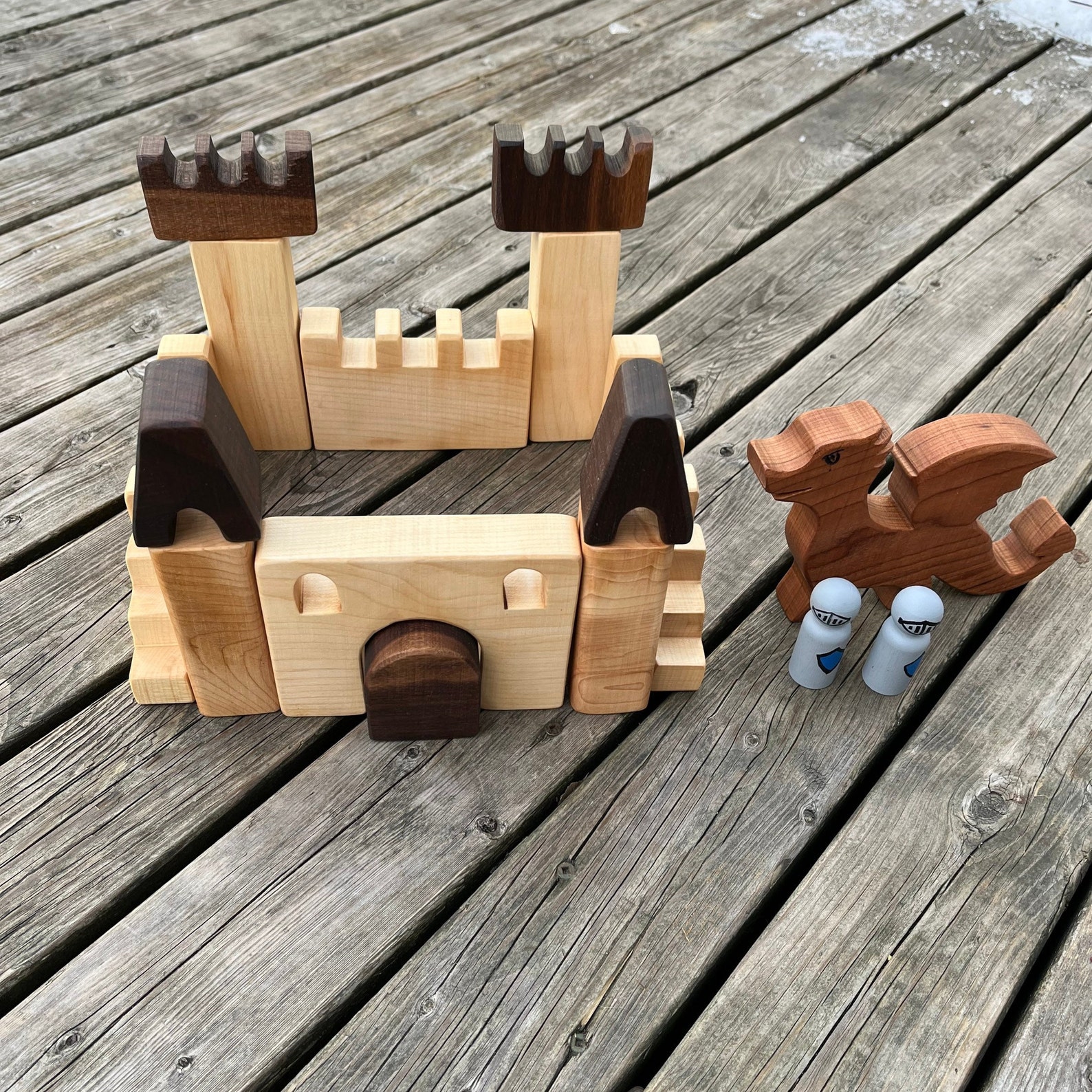Wooden Castle Set / Wooden Building Blocks / Wooden Castle | Etsy