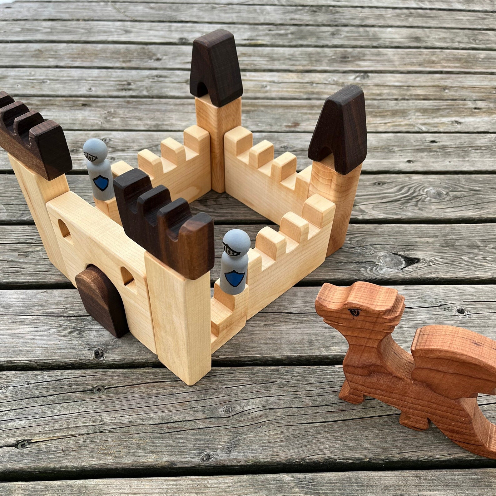 Wooden Castle Set / Wooden Building Blocks / Wooden Castle - Etsy