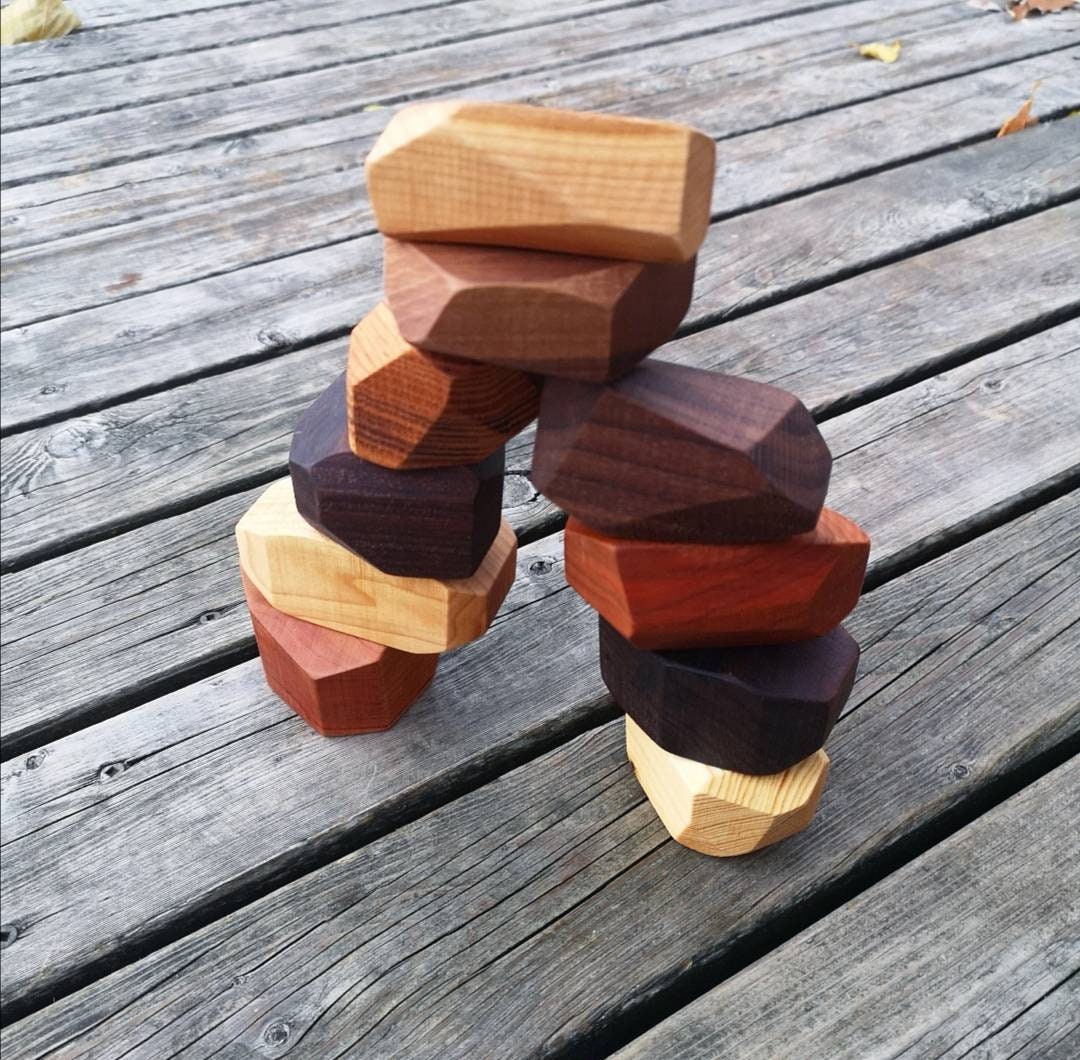 Wooden Stacking Rocks / Wood Balancing Stones / Wood Rocks / Stacking ...
