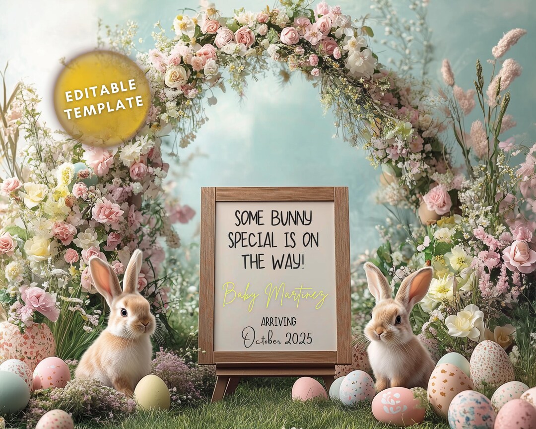 April Baby Reveal Template Perfect for Easter Baby Announce, Gender ...