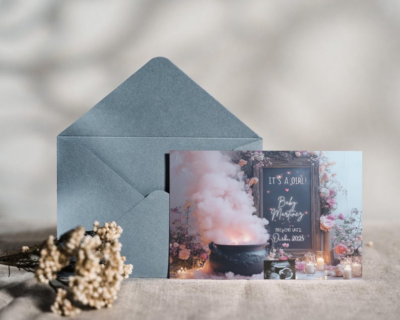 Cauldron Baby Reveal Template, Baby Girl Revealing, Pink Smoke Reveal ...