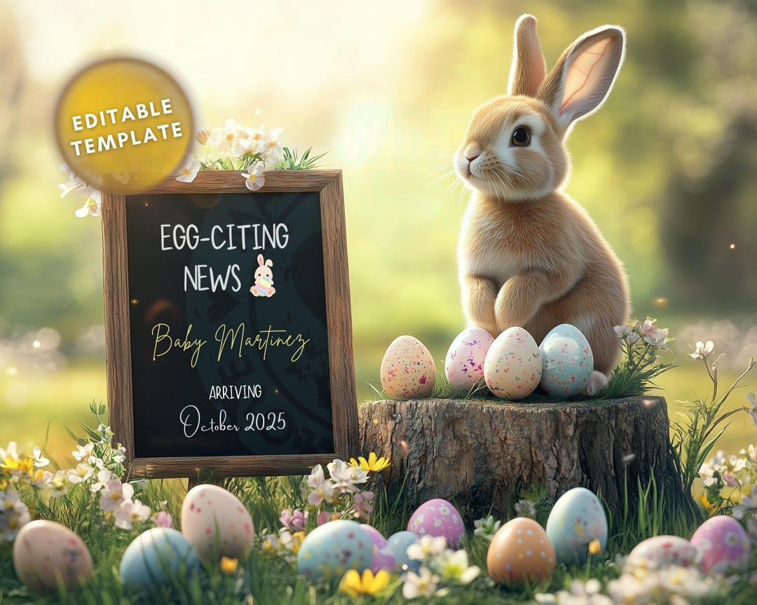 April Baby Reveal Template Perfect for Easter Baby Announce, Gender ...