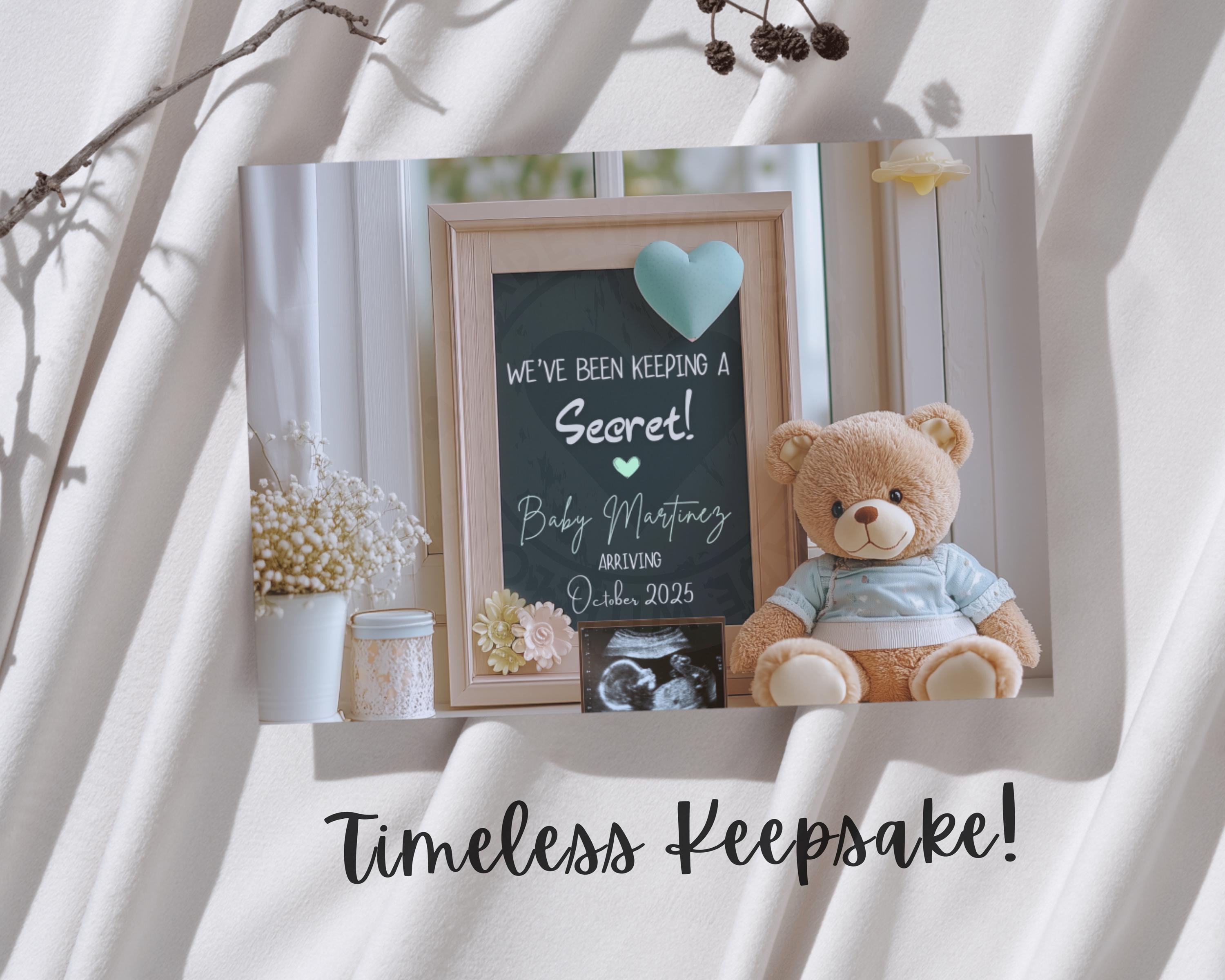 Editable Bear Pregnancy Announcement | Teddy Bear Gender Reveal ...