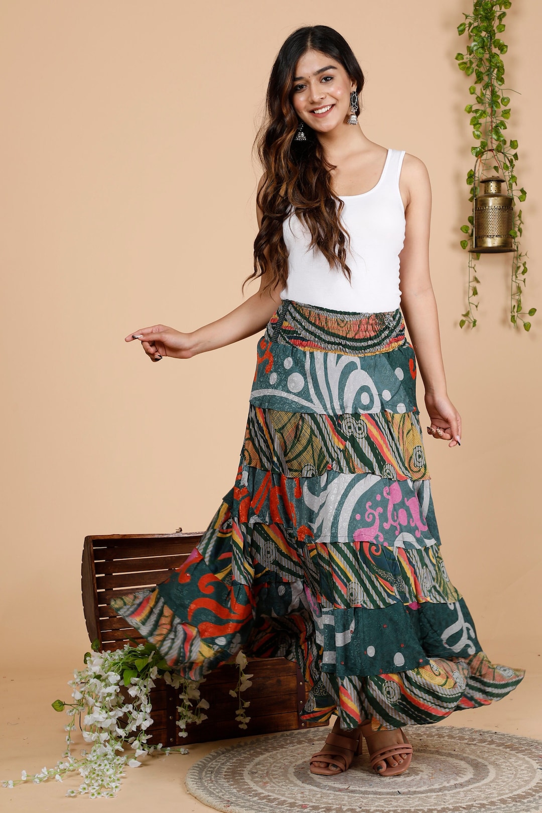 Boho Patchwork Skirt, Maxi Dress, Patchwork Dress, Hippie Silk Sari ...