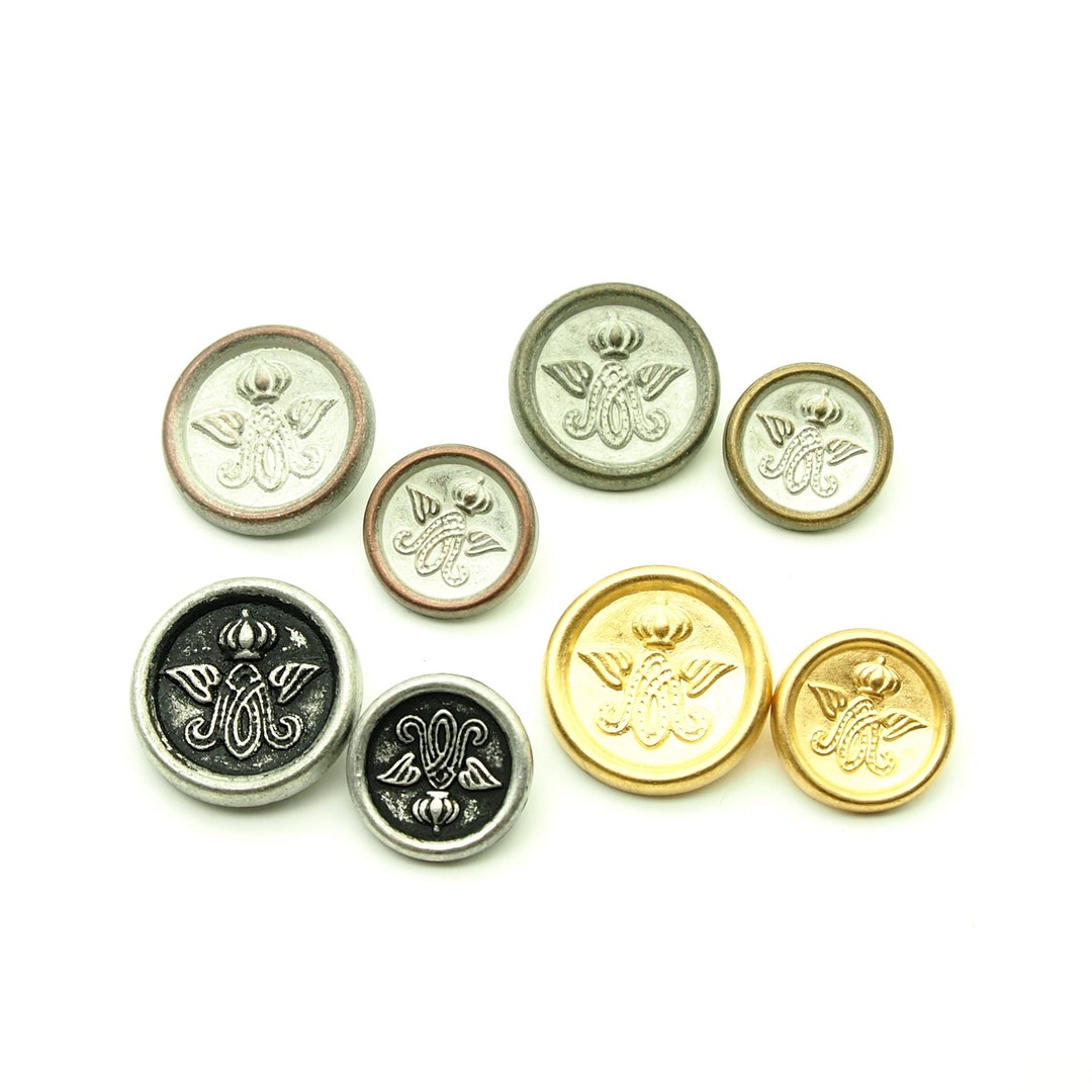 Coat of Arms Buttons (10pcs) - 18/23mm; Gold/tin Black/tin Copper/tin ...
