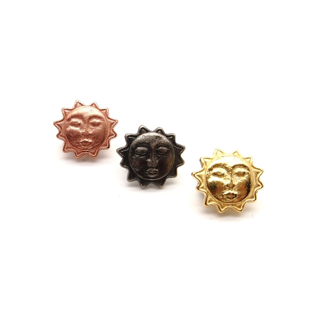 Sun Shaped Buttons (10 Pcs) - 12mm; Dark Silver/rose Gold/gold - Etsy