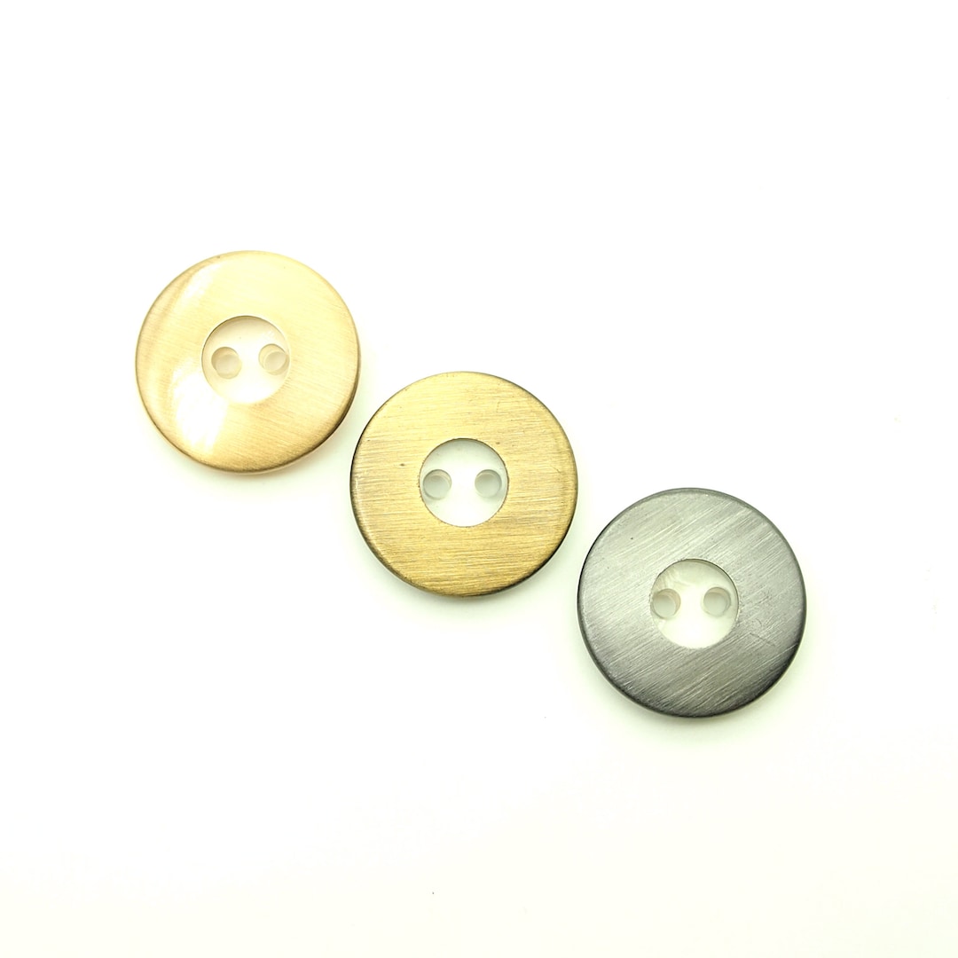 2 Hole Button (10pcs) - 20mm; Brushed Gold/brushed Brass/brushed Pewter ...