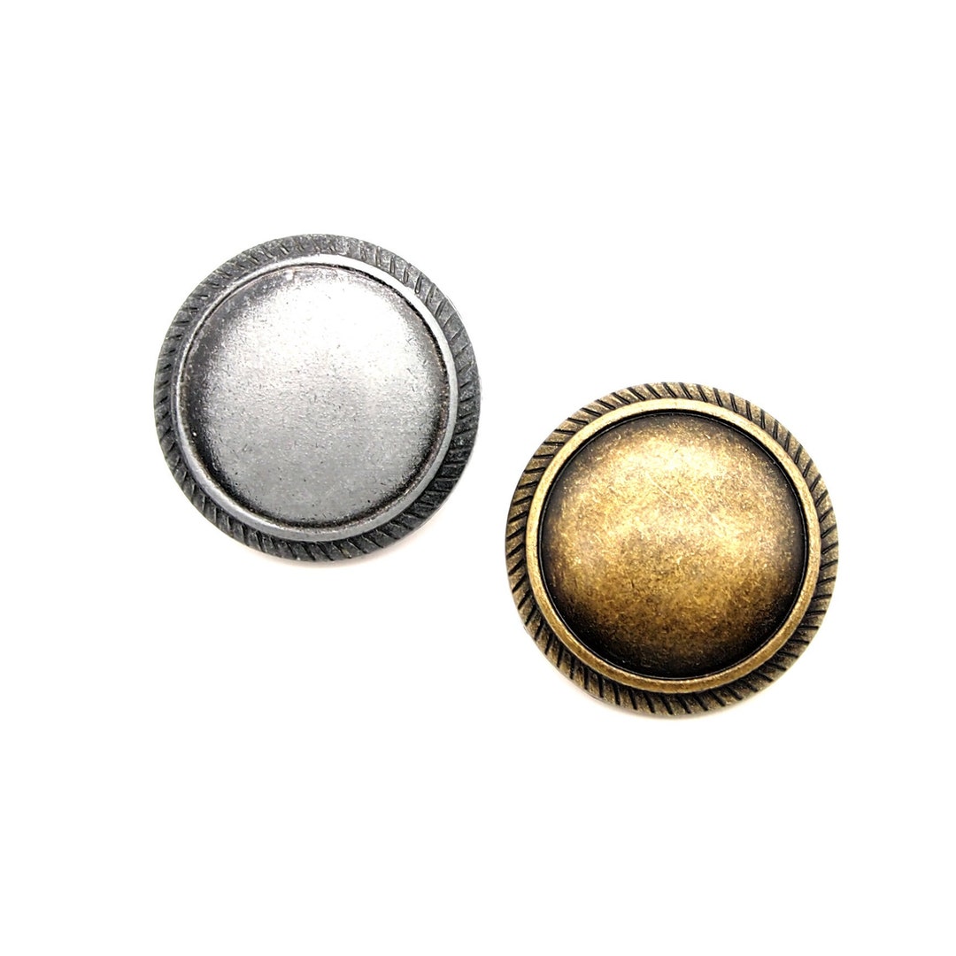 Antique Rimmed Buttons 10 Pcs 23mm Brushed Tin/antique - Etsy