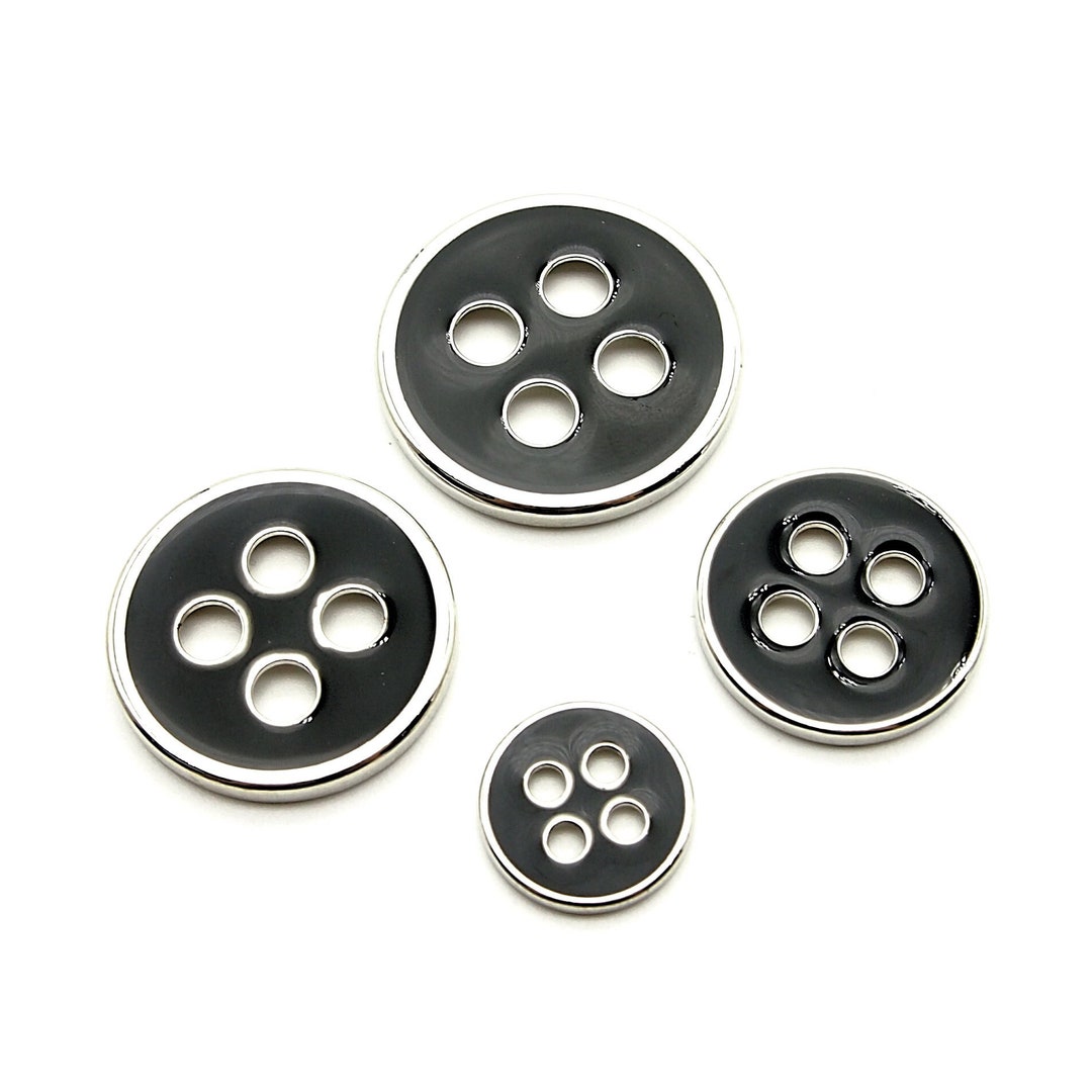 Shiny Silver and Black 4 Hole Buttons (5pcs) - 15/21/25/28mm - Etsy