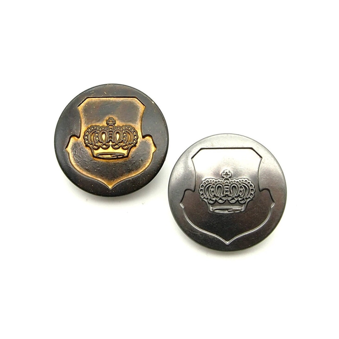 Crown Buttons (10pcs) - 25mm; Dark Graphite/pewter - Etsy