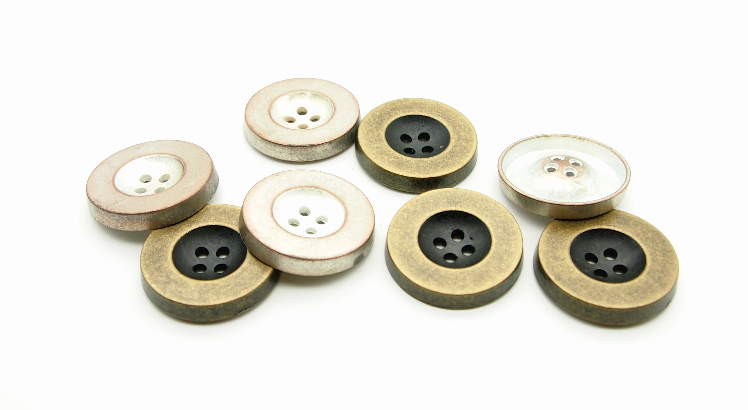 Large Vintage 4 Hole Buttons (5pcs) - 34mm; Antique Brass/copper Tin - Etsy