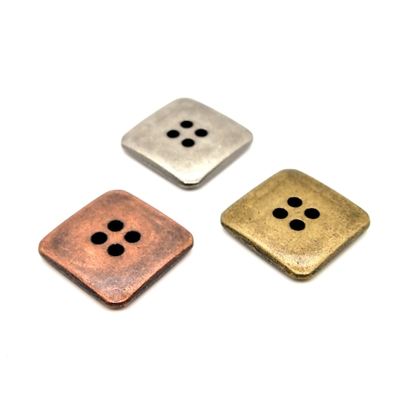 Square 4 Hole Buttons 10 Pcs 20mm Antique Brass/antique - Etsy