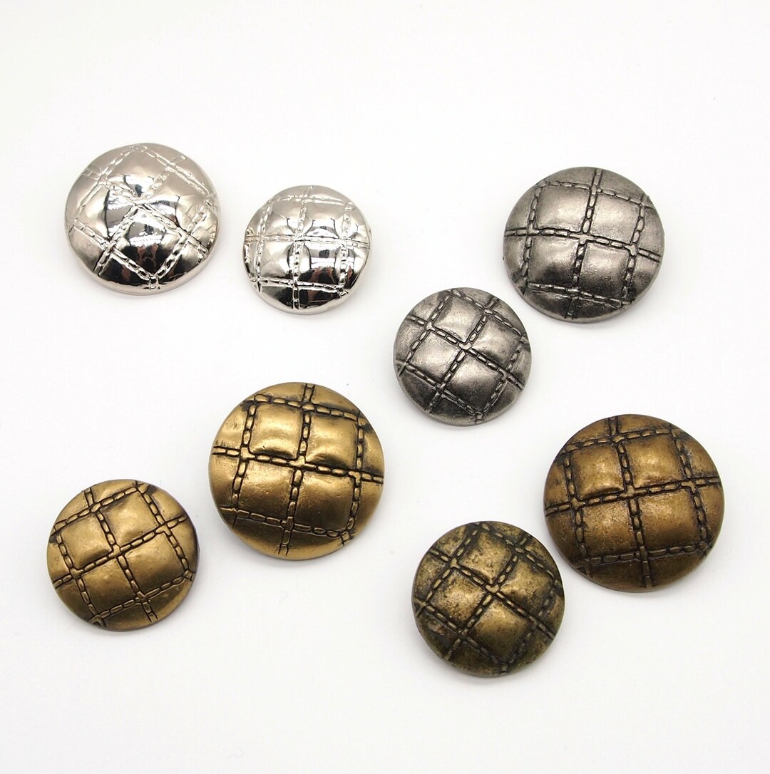 Tweed Pattern Buttons (5 Pcs) - 30/25mm; Antique Brass/dark Silver ...