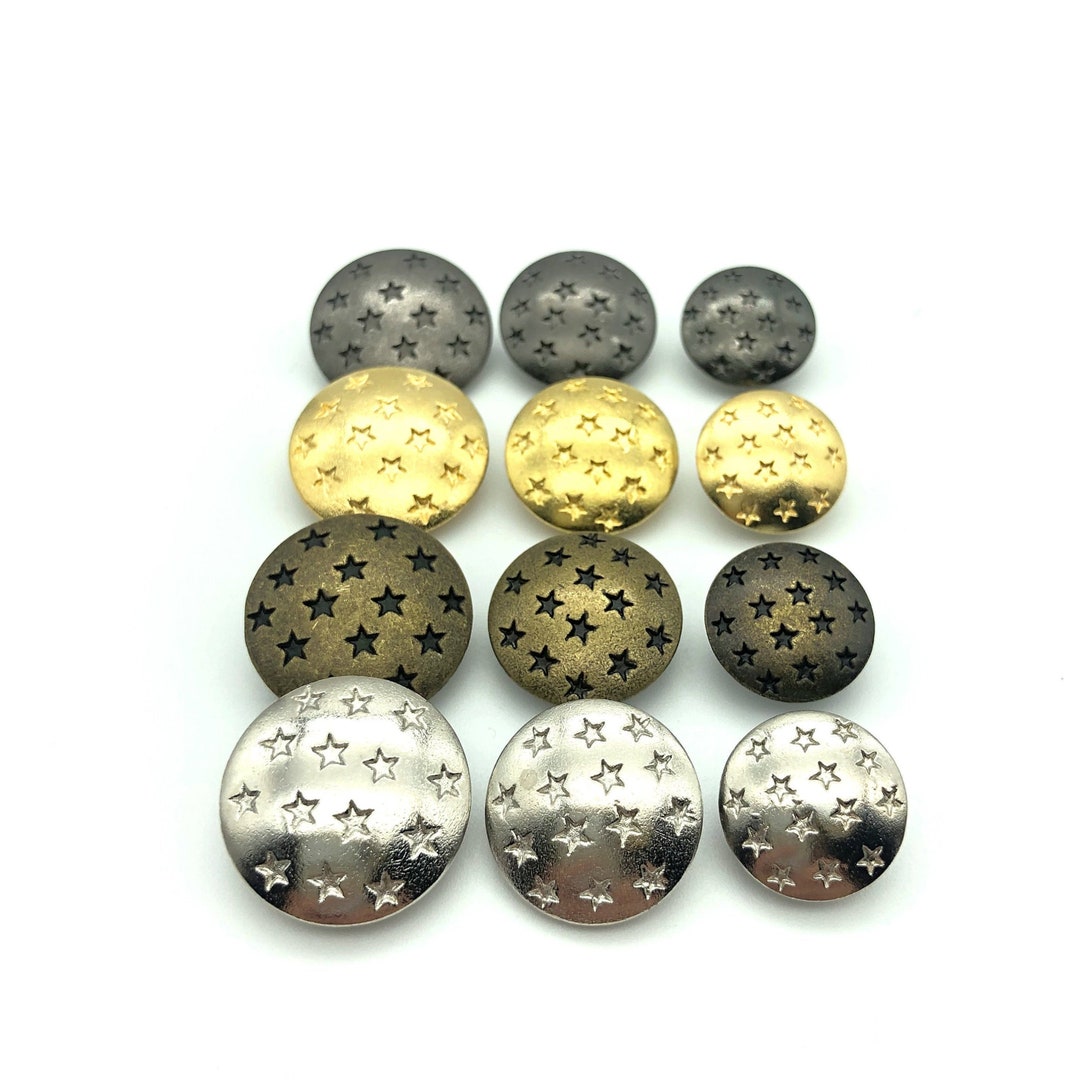 Star Metal Buttons (10 Pcs) - 15/18/21mm; Gold/antique Bronze/pewter ...