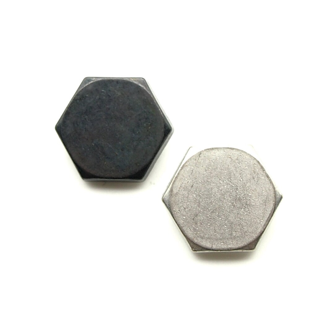 Hexagon Buttons (10pcs) - 20mm; Oxidized Black/matte Silver - Etsy