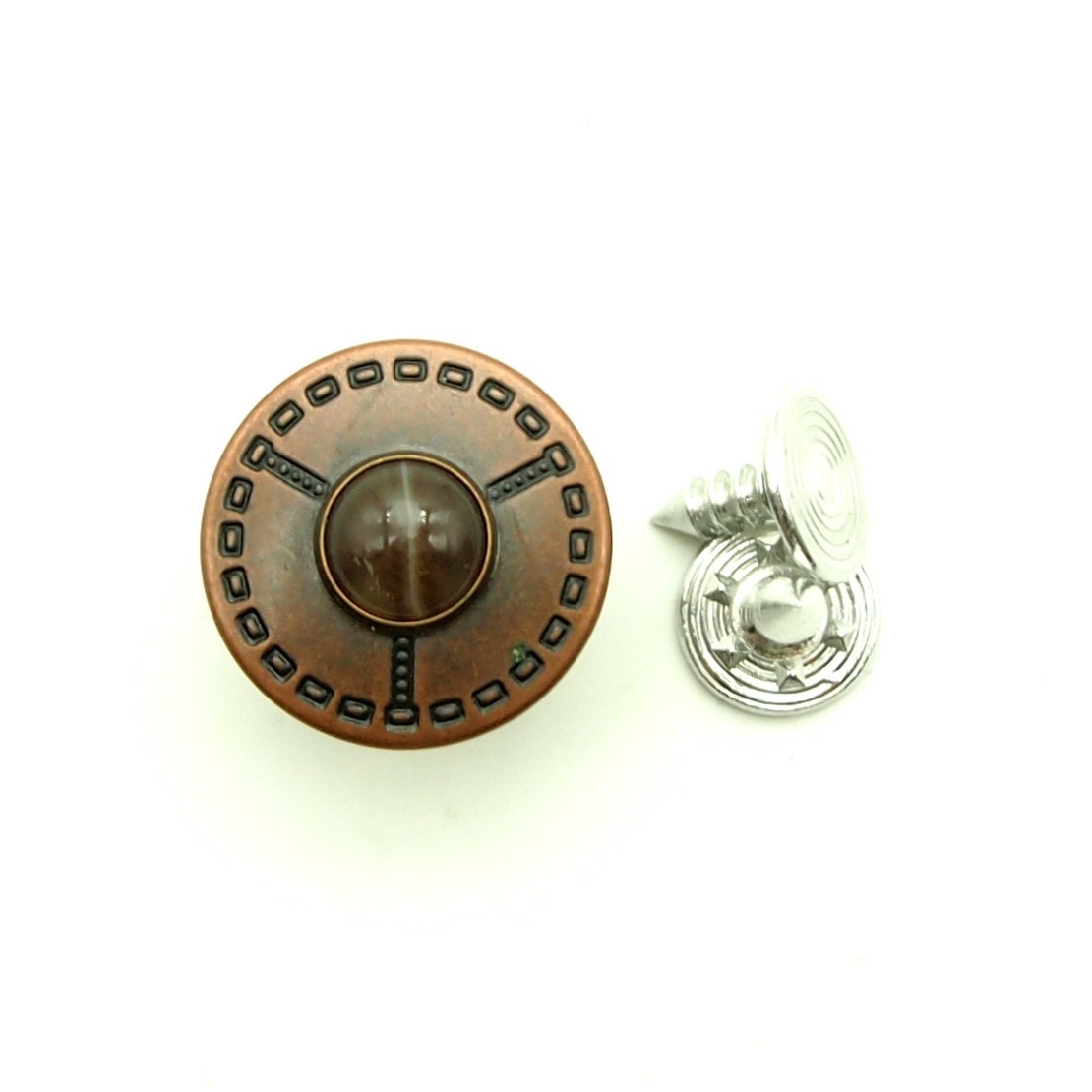 Antique Copper Gemstone Jean Button 10pcs 17mm - Etsy