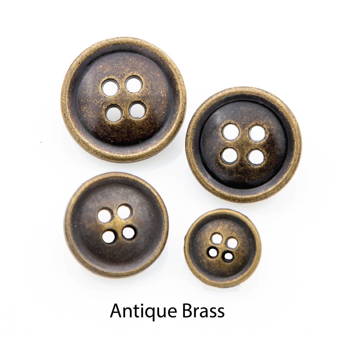 Rustic 4 Hole Metal Button 10 Pcs 25/23/20/15mm Dark | Etsy