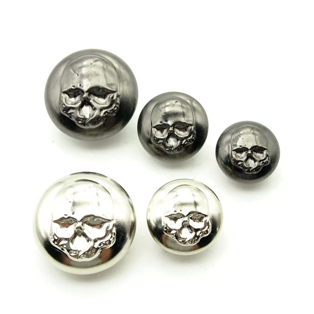 Skull Buttons (10pcs) - 15/17/23mm; Pewter/silver - Etsy