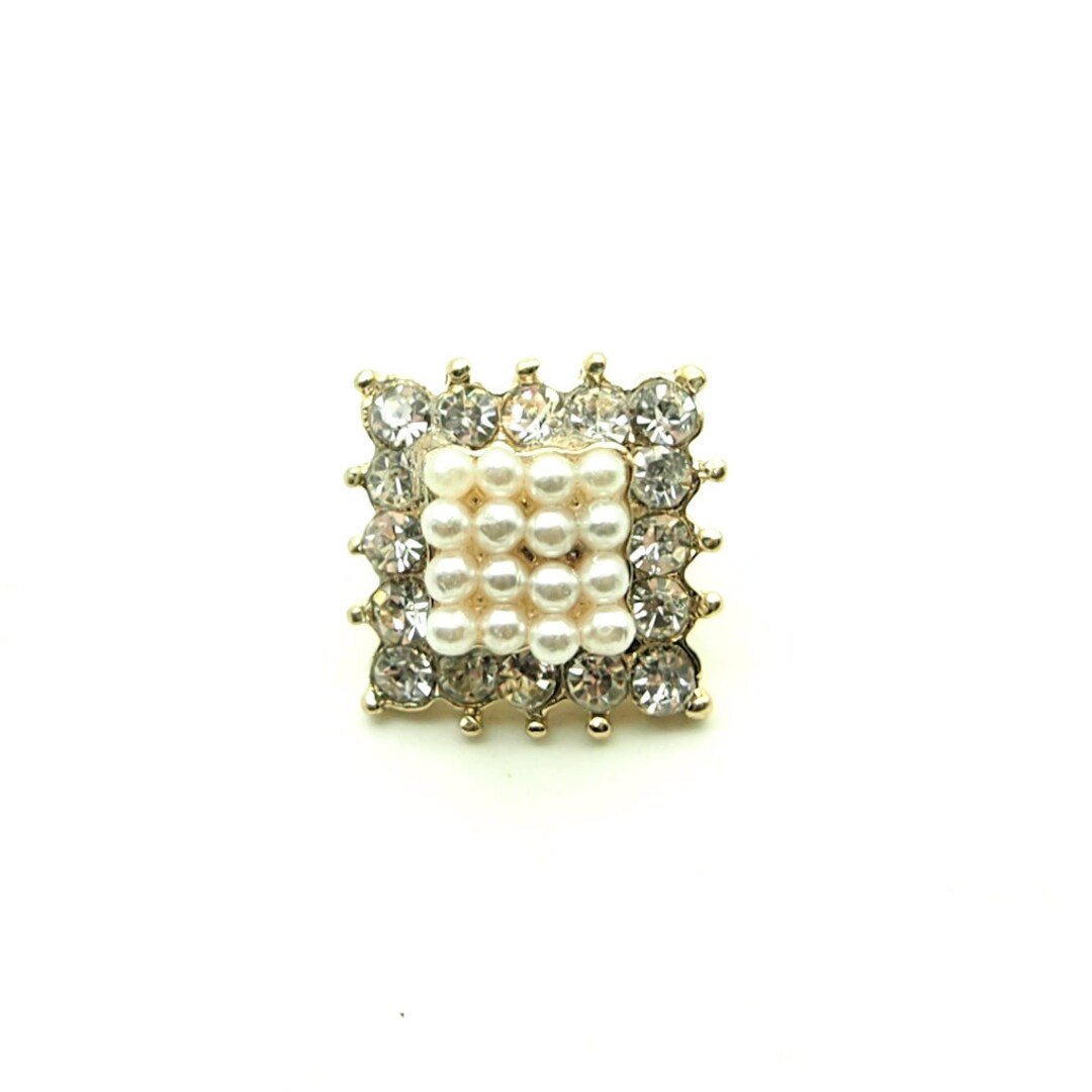 Faux Pearl Square Rhinestone Buttons (5pcs) - 12x12mm - Etsy