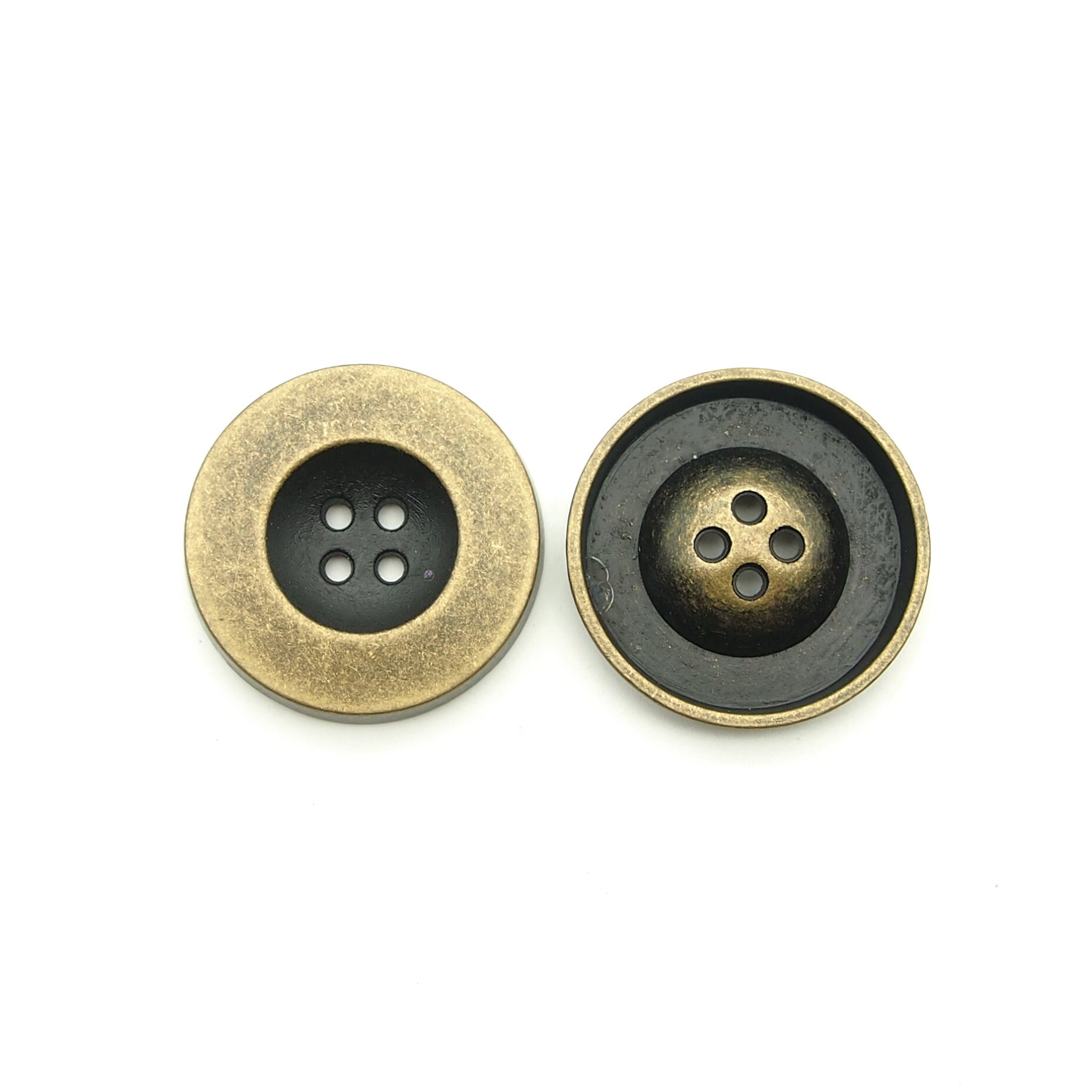 Large Vintage 4 Hole Buttons (5pcs) - 34mm; Antique Brass/copper Tin - Etsy