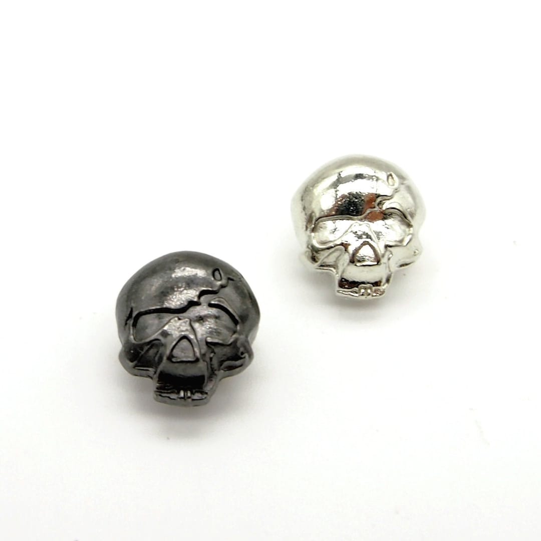 Skull Buttons (10pcs) - 12mm; Pewter/silver - Etsy