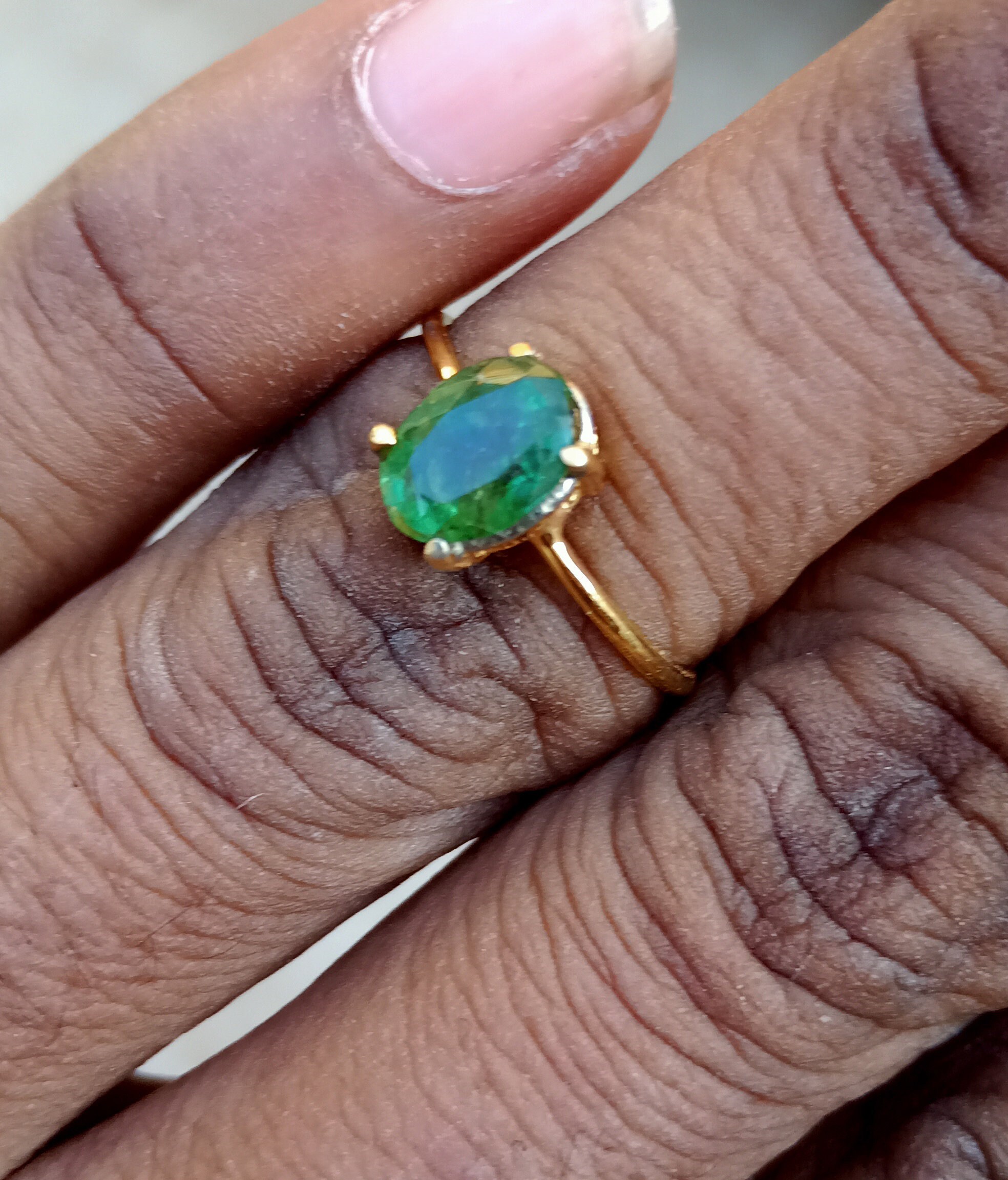 Natural Emerald Ring Handmade Gold Ring Minimalist Stack | Etsy