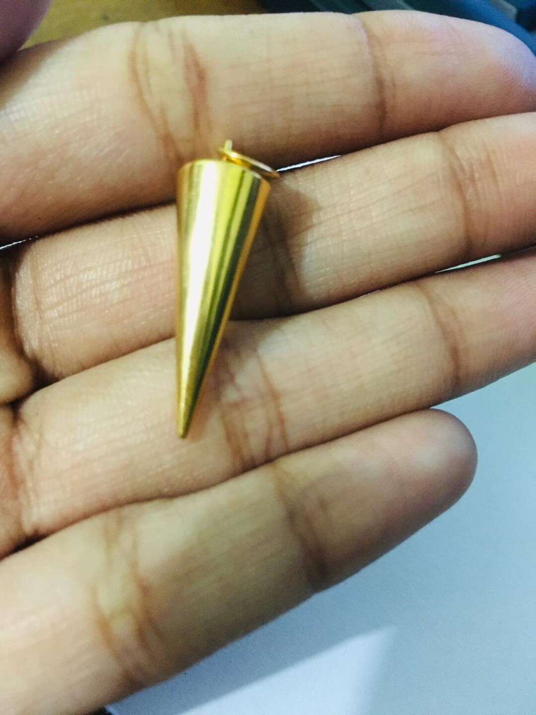 14k Gold Spike Pendant Beautiful Solid Gold Pendulum Charm Pendant ...