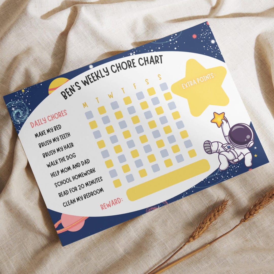 Weekly Chores Chart | Space Theme | Astronaut Planner for Kids & Adults ...