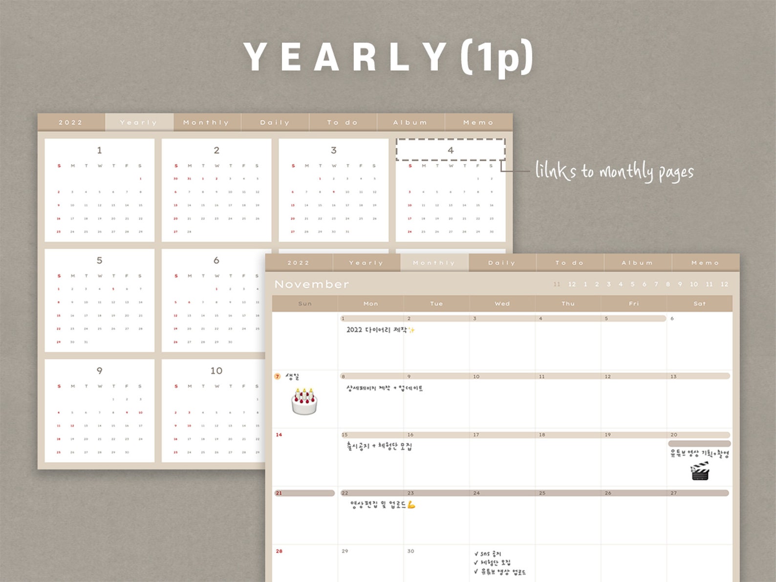 2022 Dated/undated Digital Planner/monthly Yearly Diary/ipad Goodnotes ...