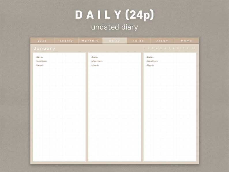 2022 Dated/undated Digital Planner/monthly Yearly Diary/ipad Goodnotes ...